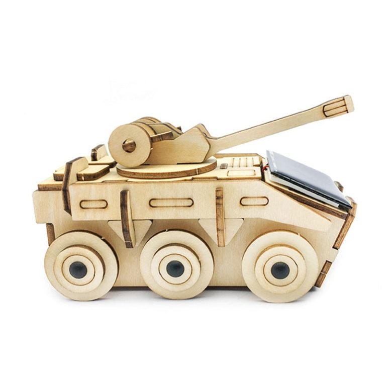 DIY Solar Wooden Tank Puzzle Kit - DIY Kit 123